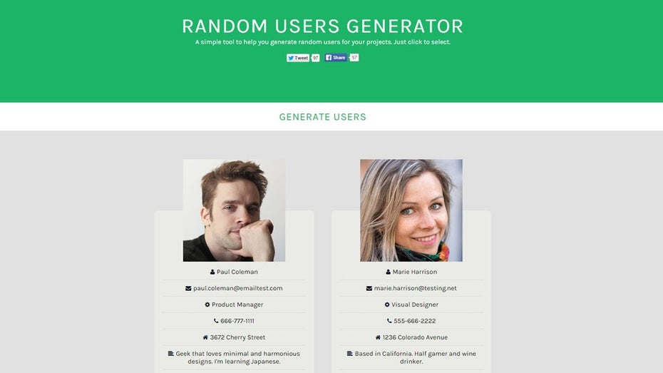 Personas mit einem Klick erstellen: Der Random Users Generator | t3n